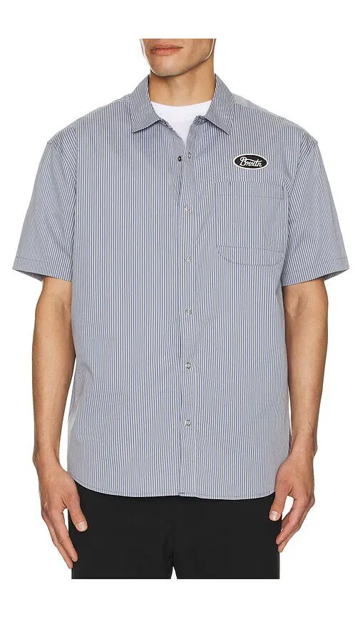 Brixton Builders Auto Short Sleeve Shirt In Blue - Twilight Blue